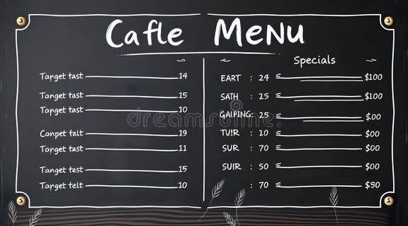 Rustic Chalkboard Menu Template for Cafes Stock Illustration - Illustration of writing, iron ...