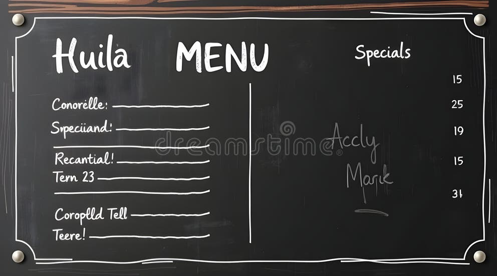 Rustic Chalkboard Menu Template for Cafes Stock Illustration - Illustration of ornamental, like ...