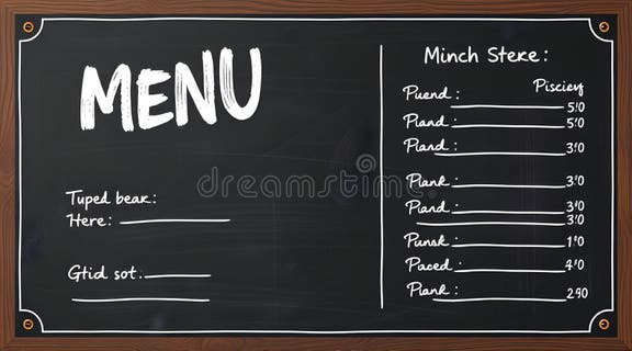 Rustic Chalkboard Menu Template for Cafes Stock Illustration - Illustration of white, rustic ...