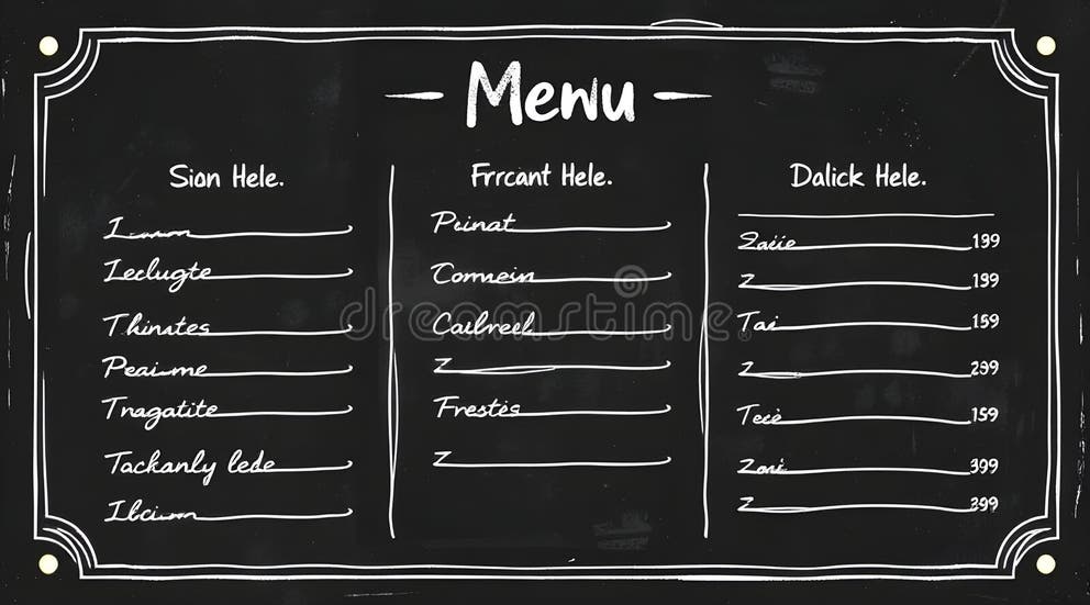 Rustic Chalkboard Menu Template for Cafes Stock Illustration ...