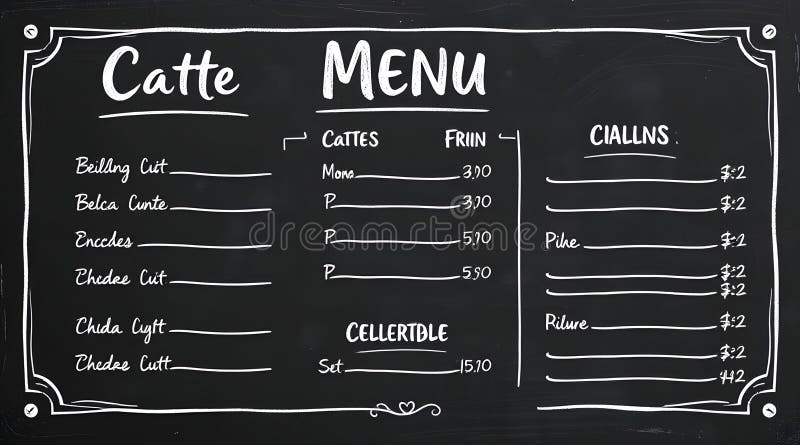 Rustic Chalkboard Menu Template for Cafes Stock Illustration ...