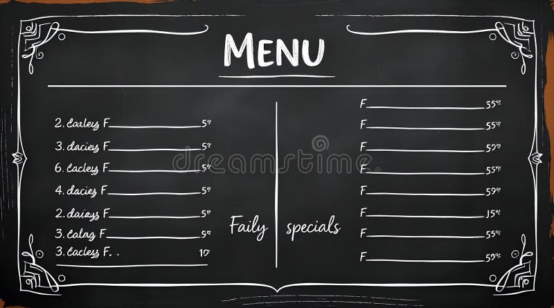 Rustic Chalkboard Menu Template for Cafes Stock Illustration ...