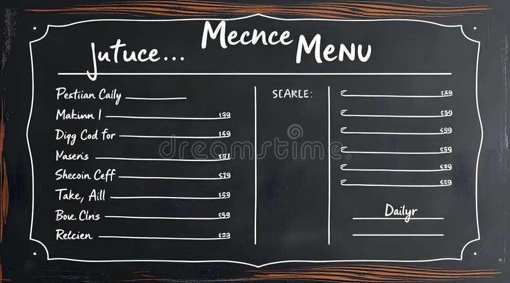 Rustic Chalkboard Menu Template for Cafes Stock Illustration - Illustration of text, like: 364318782