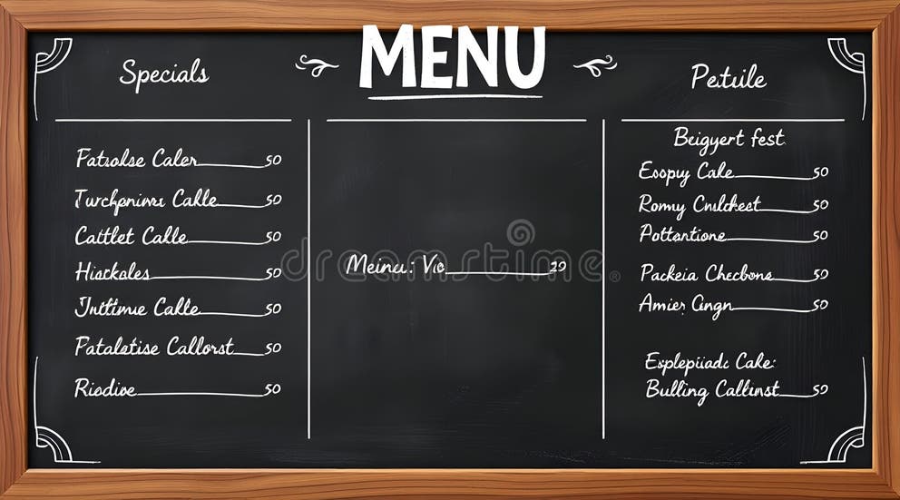 Rustic Chalkboard Menu Template for Cafes Stock Illustration - Illustration of left, sign: 364318786