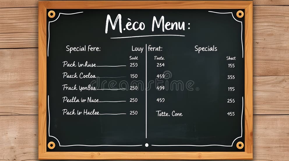Rustic Chalkboard Menu Template for Cafes Stock Illustration - Illustration of specials, left ...