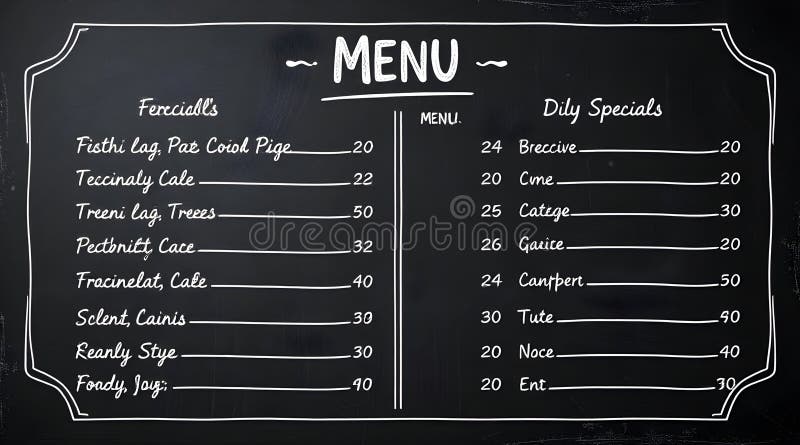 Rustic Chalkboard Menu Template for Cafes Stock Illustration ...