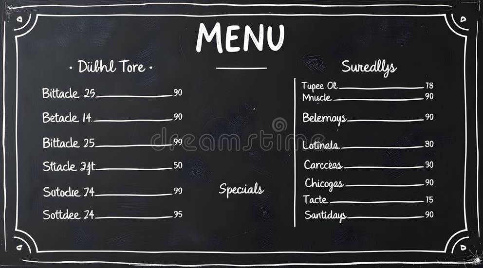 Rustic Chalkboard Menu Template for Cafes Stock Illustration ...