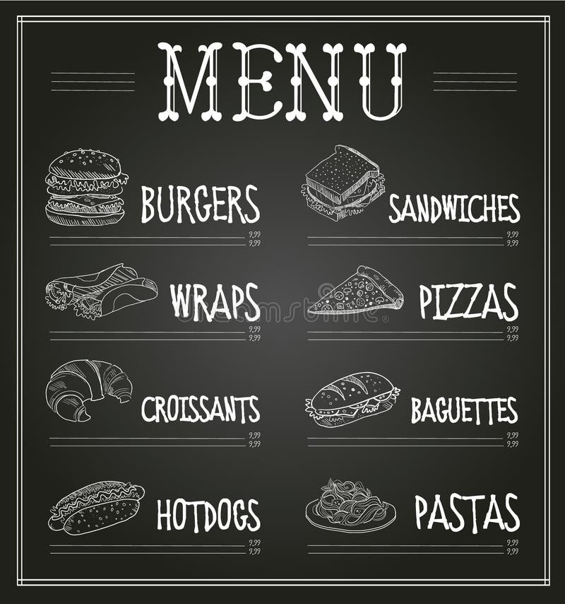 Chalkboard Menu Template. Vector Illustration Stock Vector ...