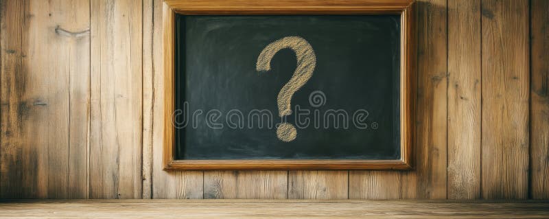 Chalkboard with Question Mark on Wooden Wall, Rustic Educational ...
