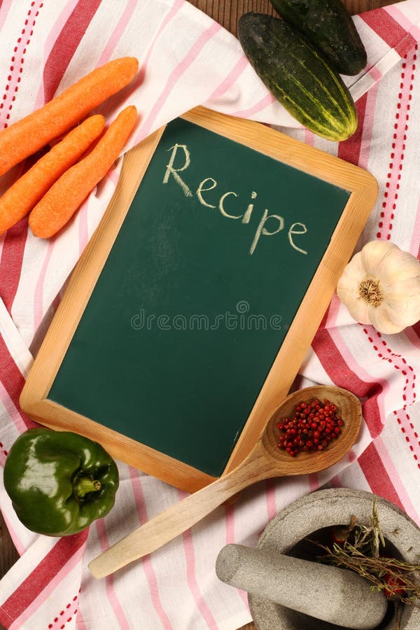 Chalkboard Recipe Background with Baking Items Stock Photo - Image of ...
