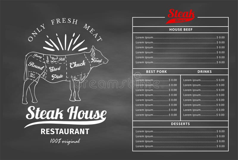 Chalkboard Restaurant Menu. Vector Stock Vector - Illustration of board ...