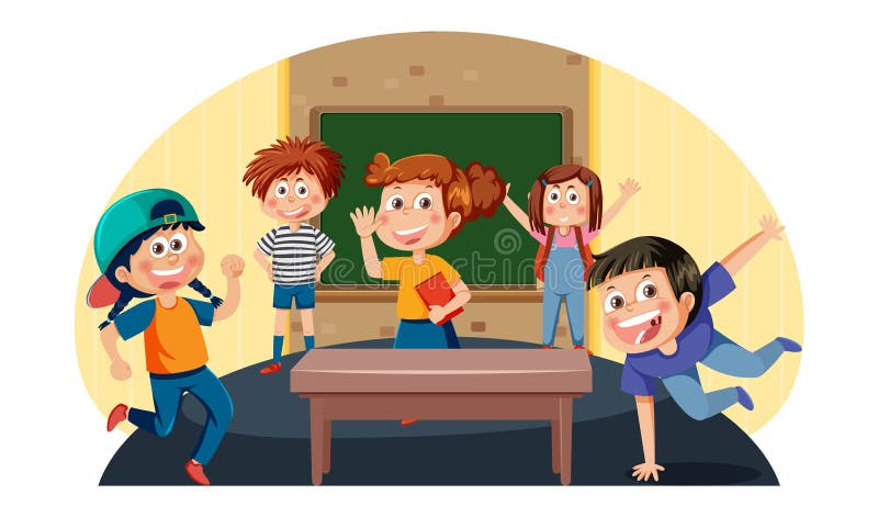 Chalkboard with School Kids Template Stock Vector - Illustration of ...