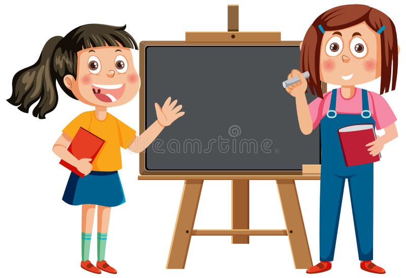 Chalkboard with School Kids Template Stock Vector - Illustration of ...