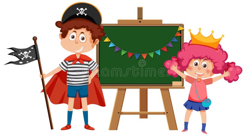 Chalkboard with School Kids Template Stock Vector - Illustration of ...