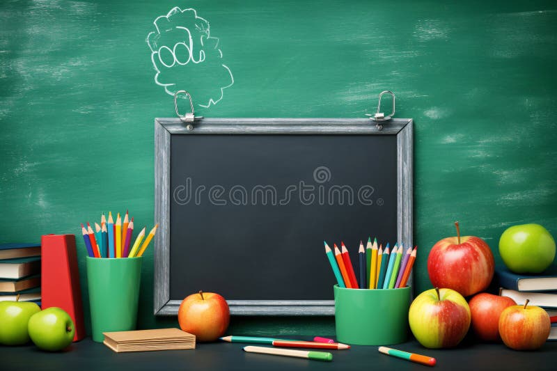 Chalkboard and School Supplies: a Creative Learning Space Stock ...
