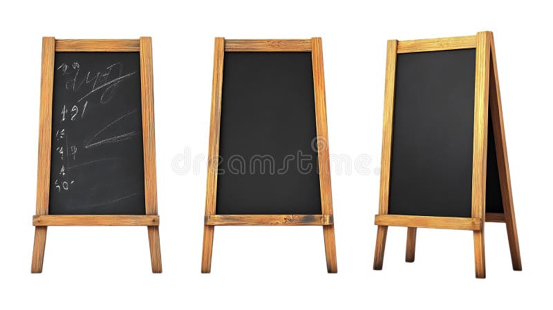 Chalkboard Sign Set of Three Different Poses on Transparent Background ...