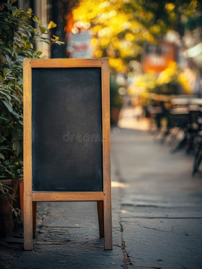 Chalkboard Sign on Sidewalk Stock Photo - Image of text, urban: 363306552