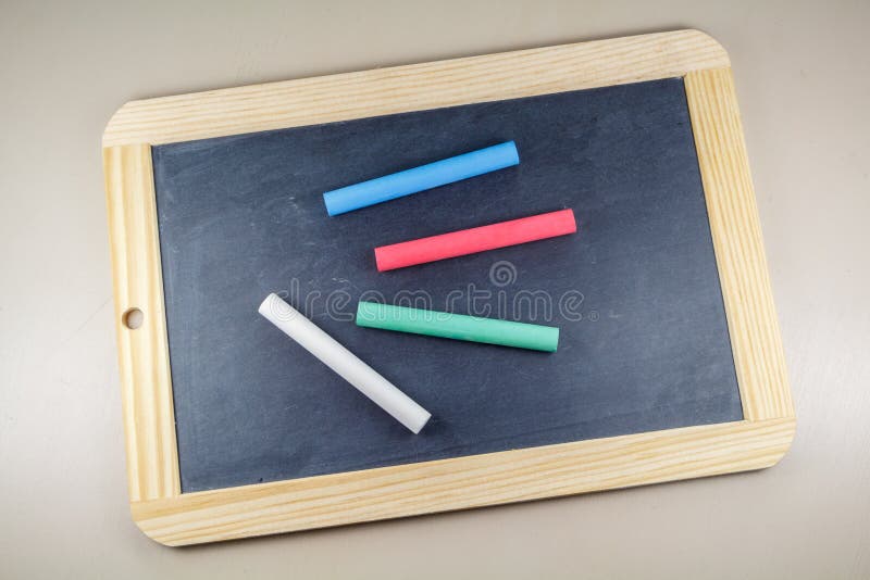 Chalkboard Slate and Chalks Stock Image - Image of blackboard, white ...