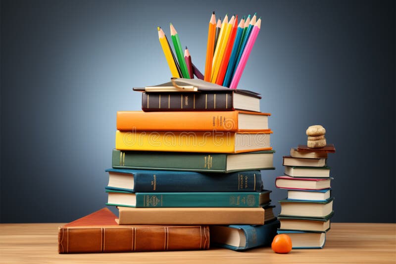 Chalkboard with a Stack of Books, a Learning Tool Stock Illustration ...