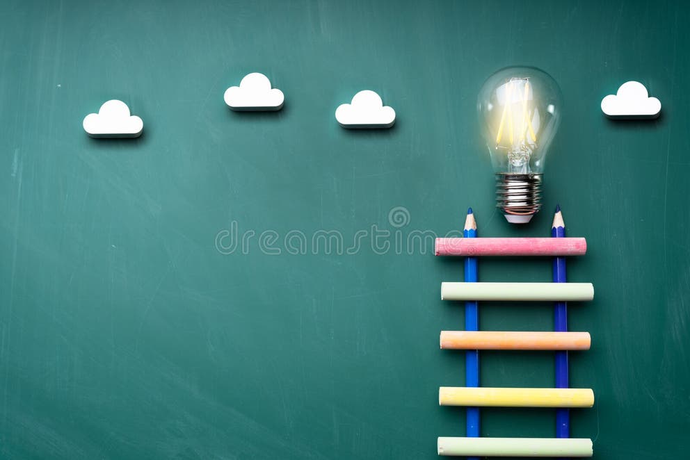 Chalkboard Step Ladder Progress Stock Image - Image of staircase ...