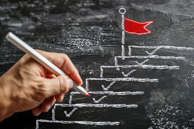 Chalkboard Steps Progress Achievement Goal Success Flag Planning Stock ...