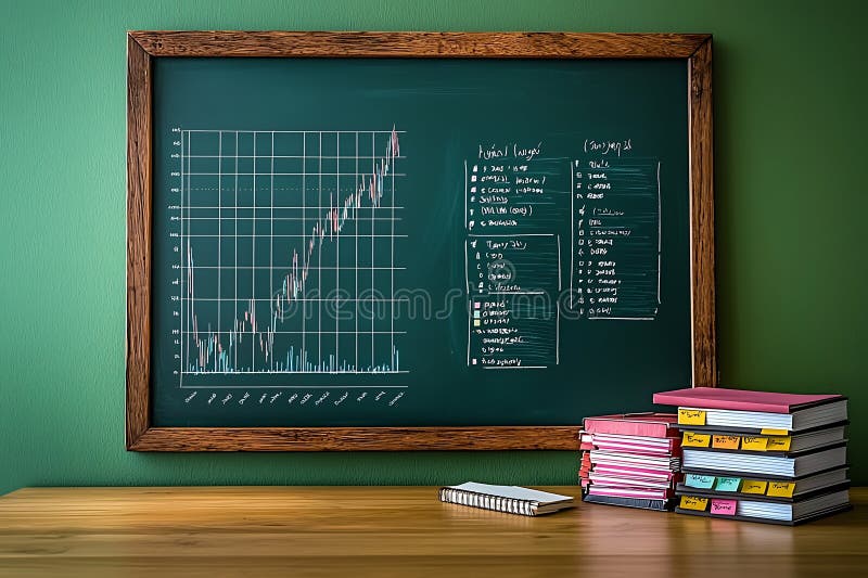Chalkboard Stock Graph, Office Desk Stock Image - Image of growth ...