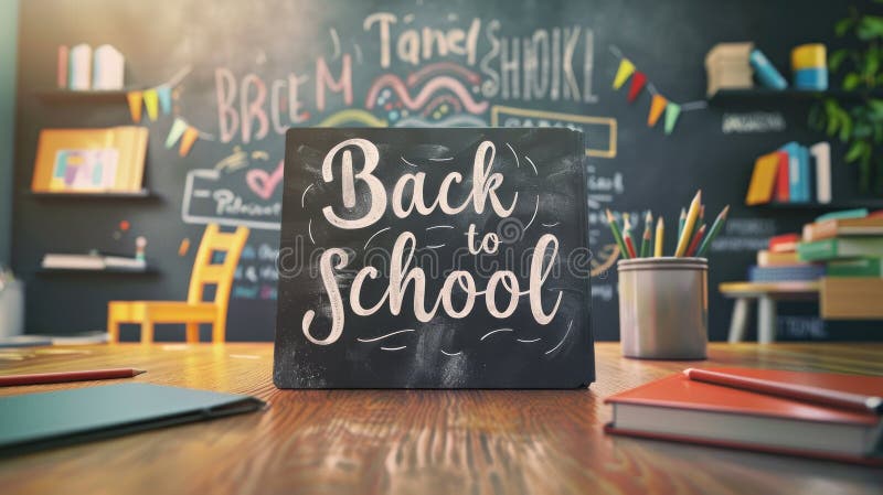 A Chalkboard with a Text Back To School with Books and Pencils Over ...