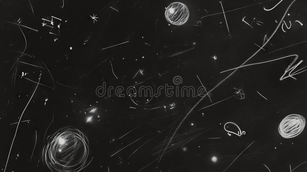 Chalkboard Texture with Diagonal Chalk Marks and Cosmic Doodles for ...