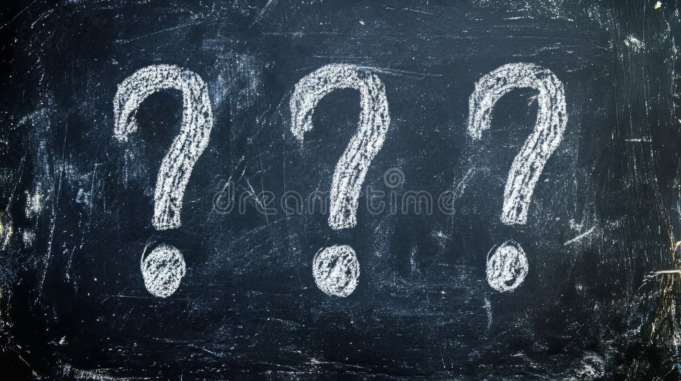 Chalkboard with Three Question Marks Drawn on it. Stock Photo - Image ...
