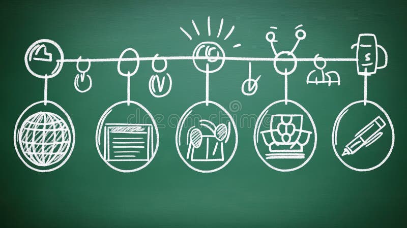 Chalkboard Timeline Illustrating Global Learning Process Stock Photo ...
