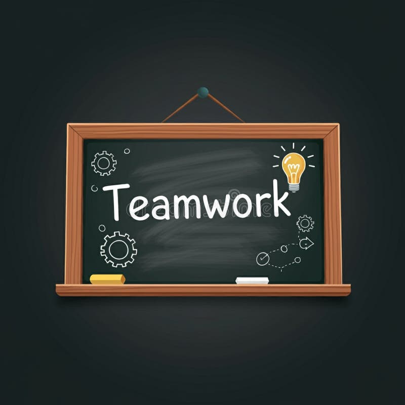 A Chalkboard with a Wooden Frame Features the Word "Teamwork" Written ...