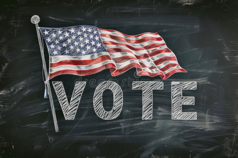 A Chalkboard with the Word VOTE with the American Flag. Vote in the ...