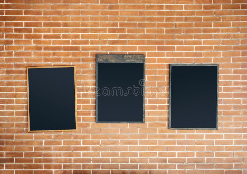 Chalkboards Menu Frame on Brick Wall Background Stock Photo - Image of ...