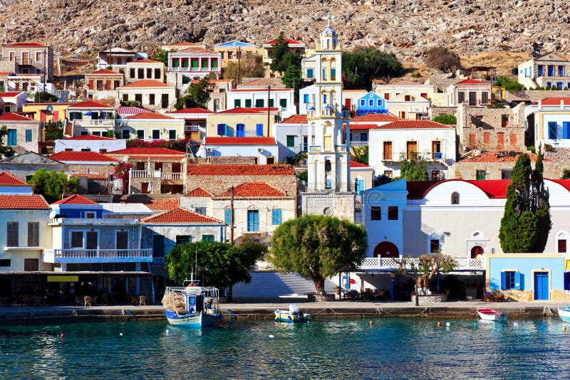 Chalki island port stock image. Image of greece, house - 26594457
