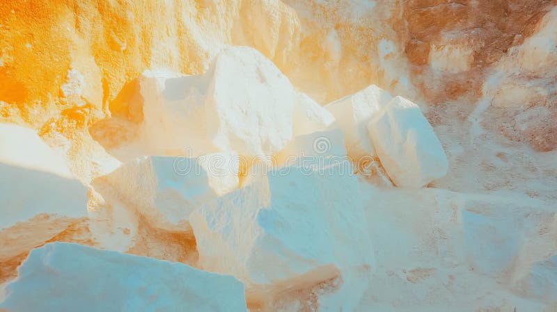 Chalky Limestone Surface with Sunlit Textured Rock Formations Stock ...