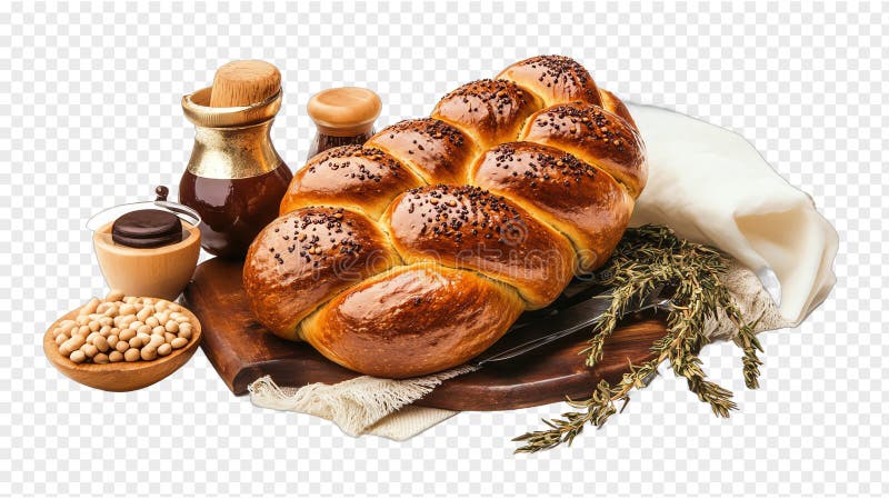 Challah Bread with Jewish Items Stock Image - Illustration of bread ...