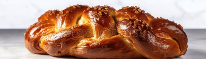 Challah Bread Standing on White Background Wide Panoramic. Generative ...