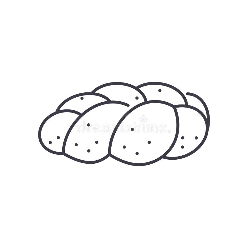Challah Thin Line Icon. Jewish Pastry, Bread Loaf Symbol, Outline Style ...