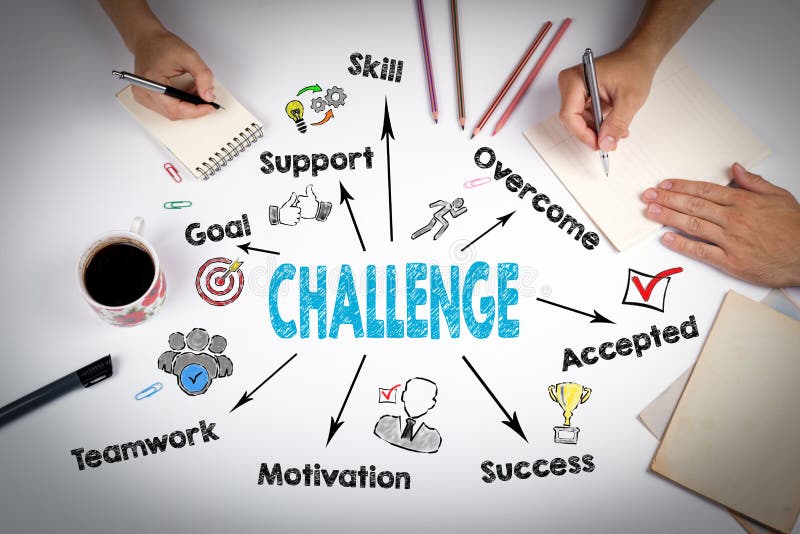Challenge Concept. Chart with Keywords and Icons Stock Image - Image of ...