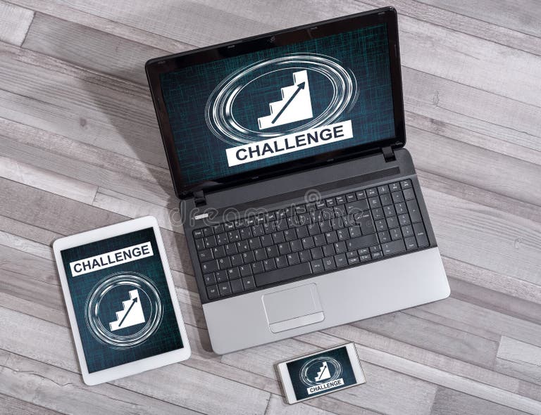 Challenge Concept on Different Devices Stock Image - Image of formation ...