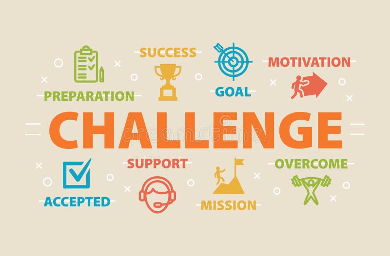 CHALLENGE Concept with Icons Stock Vector - Illustration of power ...