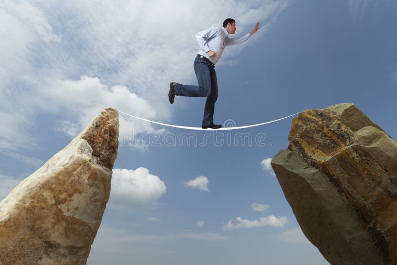 Walking the Wire stock photo. Image of acrobat, rope, pole - 2869948