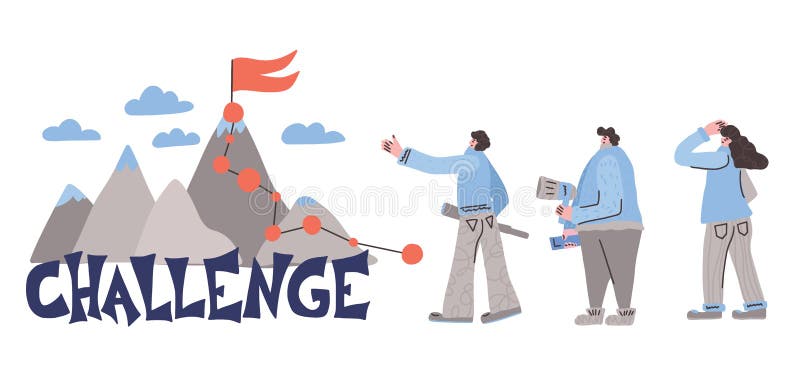 Challenge Concept. Vector Hand Drawn Doodle Hills Stock Vector ...