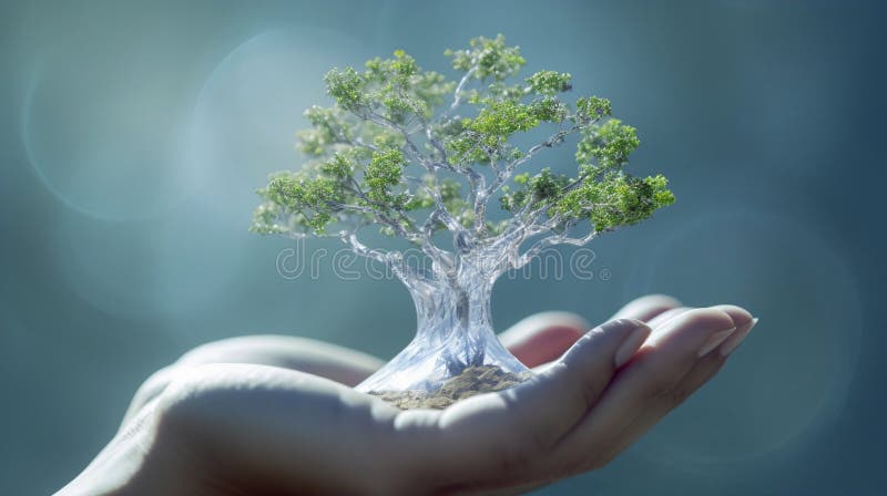 Reshaping Perspectives: Tree in Human Hands Photo Symbolizing ...