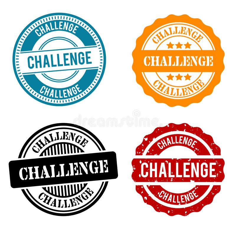 Challenge Round Stamp Collection. Grunge Challenge Badge Stock Vector ...