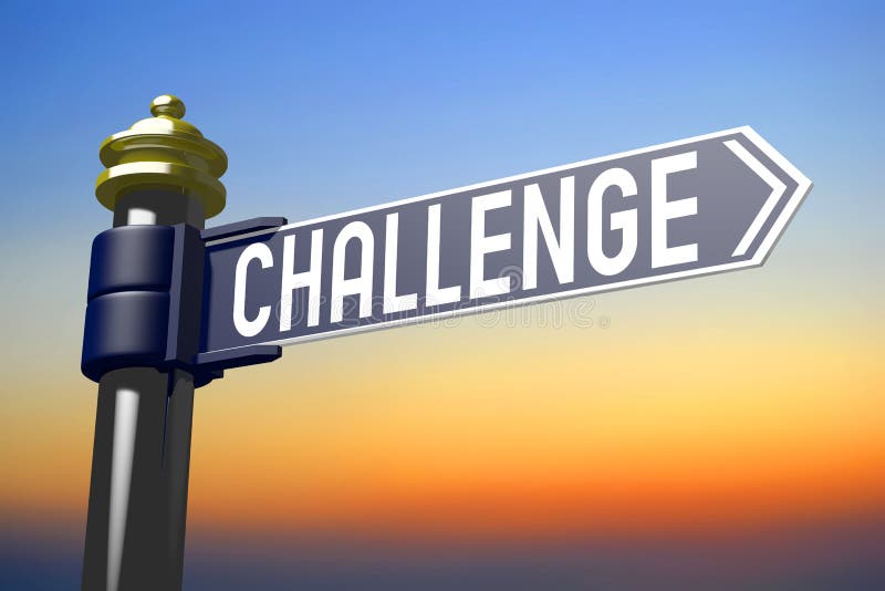 Challenge - Signpost with White Arrow, Sky Stock Illustration ...