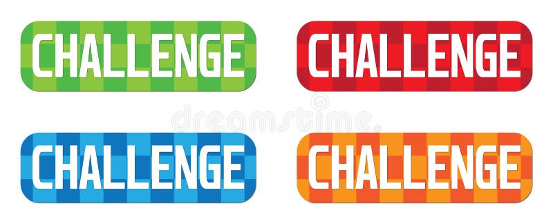 CHALLENGE Text, on Rectangle, Zig Zag Pattern Stamp Sign. Stock ...