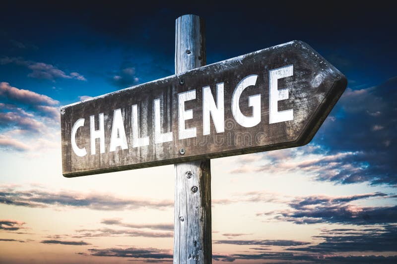 Challenge - Wooden Signpost, Roadsign with One Arrow Stock Image ... Challenge - Wooden Signpost, Roadsign with One Arrow Stock Image ...