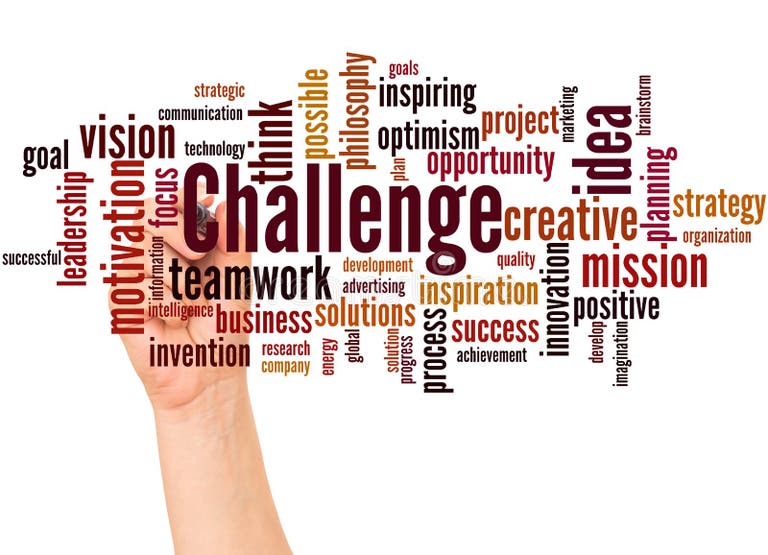 Challenge Word Cloud and Hand with Marker Concept Stock Illustration ...