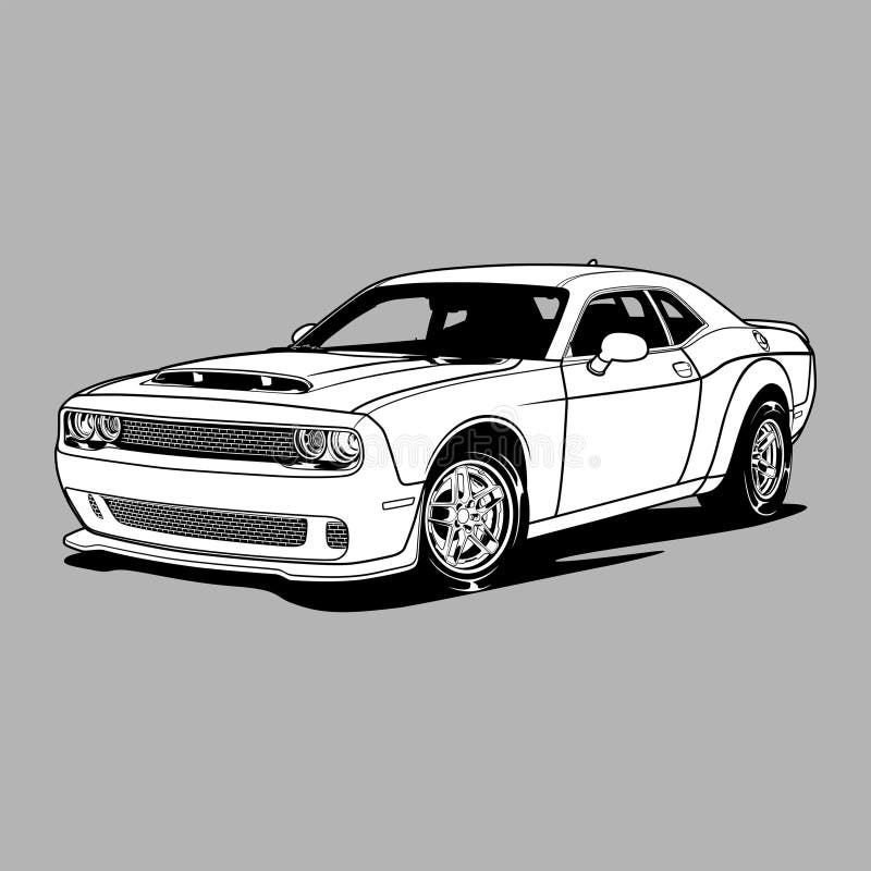 Challenger SRT Demon Black and White Stock Vector - Illustration of ...